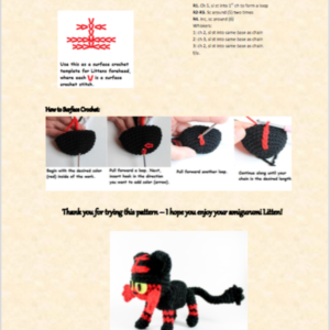 Pokemon Amigurumi Pattern – Litten | Strings Away
